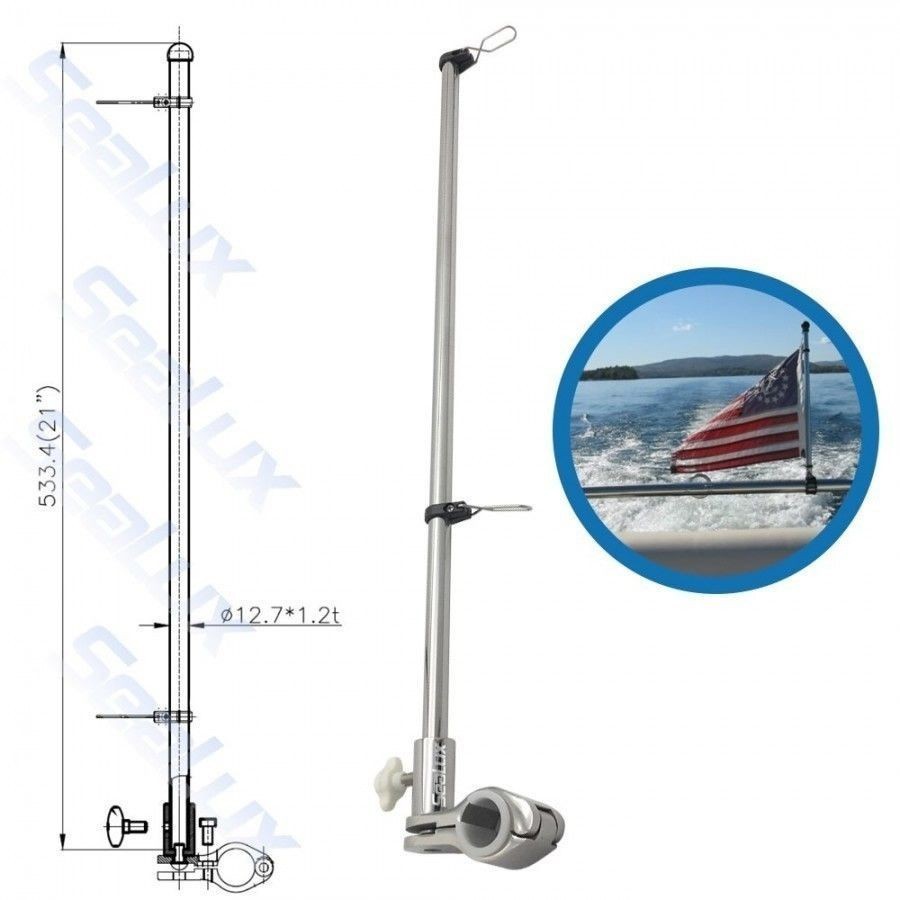 SLT 21" Stainless Steel Flag Pole Set - 2 pcs